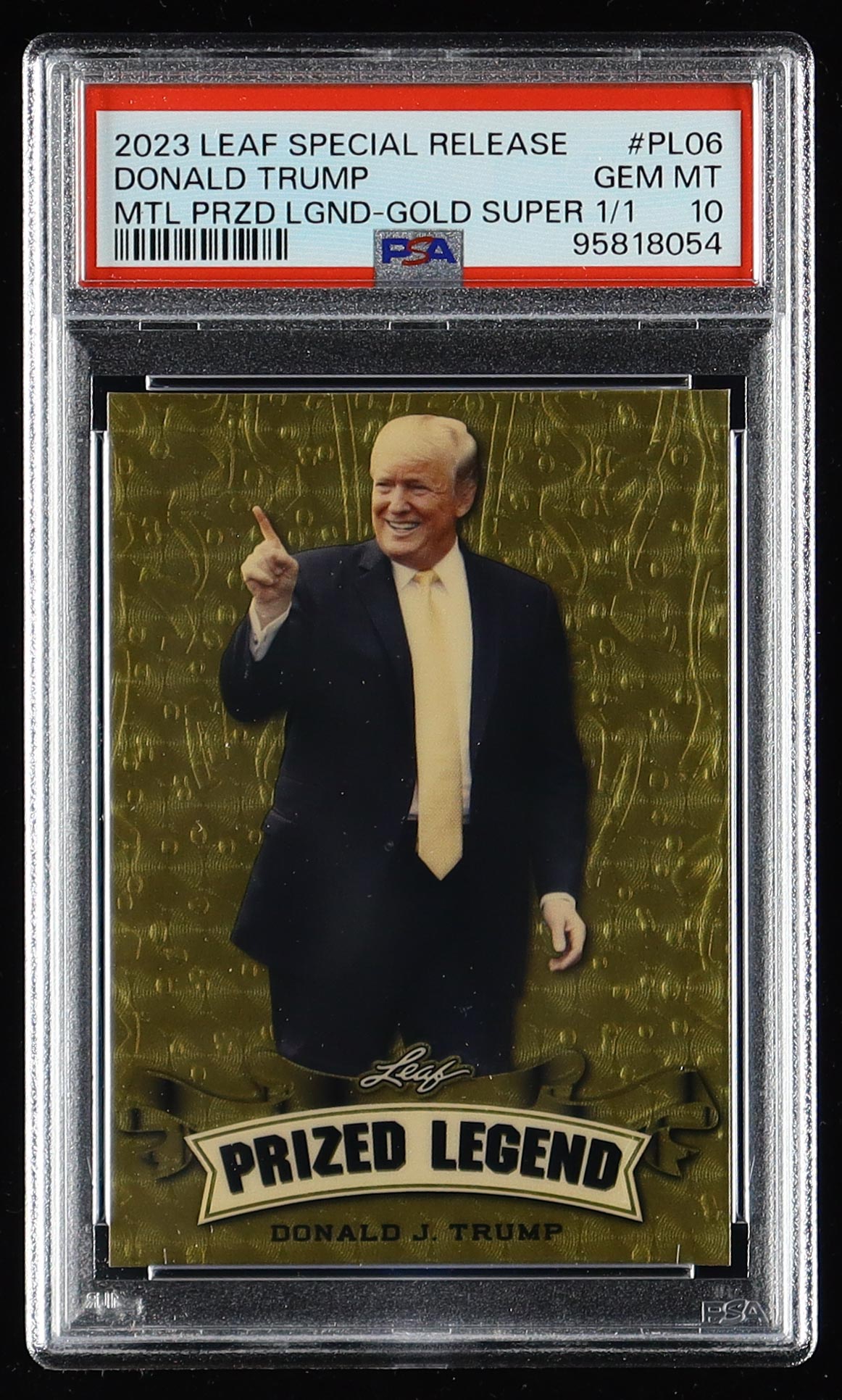 Donald Trump 2023 Leaf Special Release Metal Prized Legend Gold Super # ...