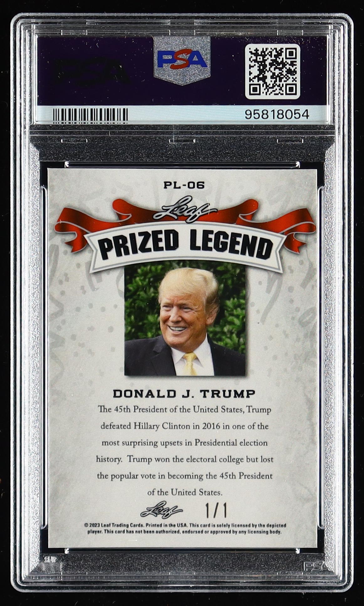 Donald Trump 2023 Leaf Special Release Metal Prized Legend Gold Super # ...