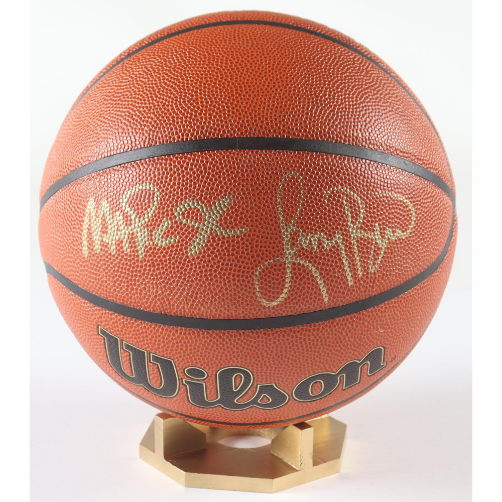 Magic Johnson & Larry Bird Signed NBA Finals Trophy Special Edition ...