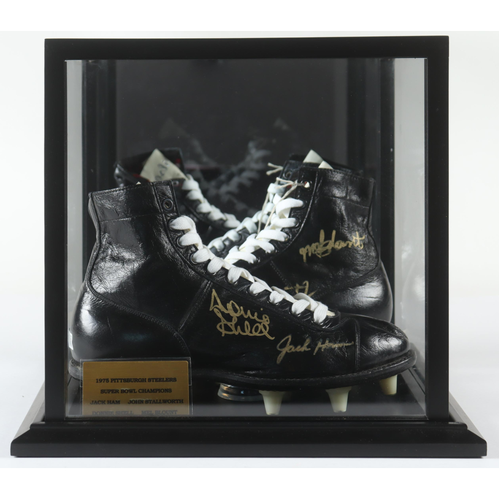 1975 Steelers Pair of (2) Vintage Leather Football Cleats Signed by ...