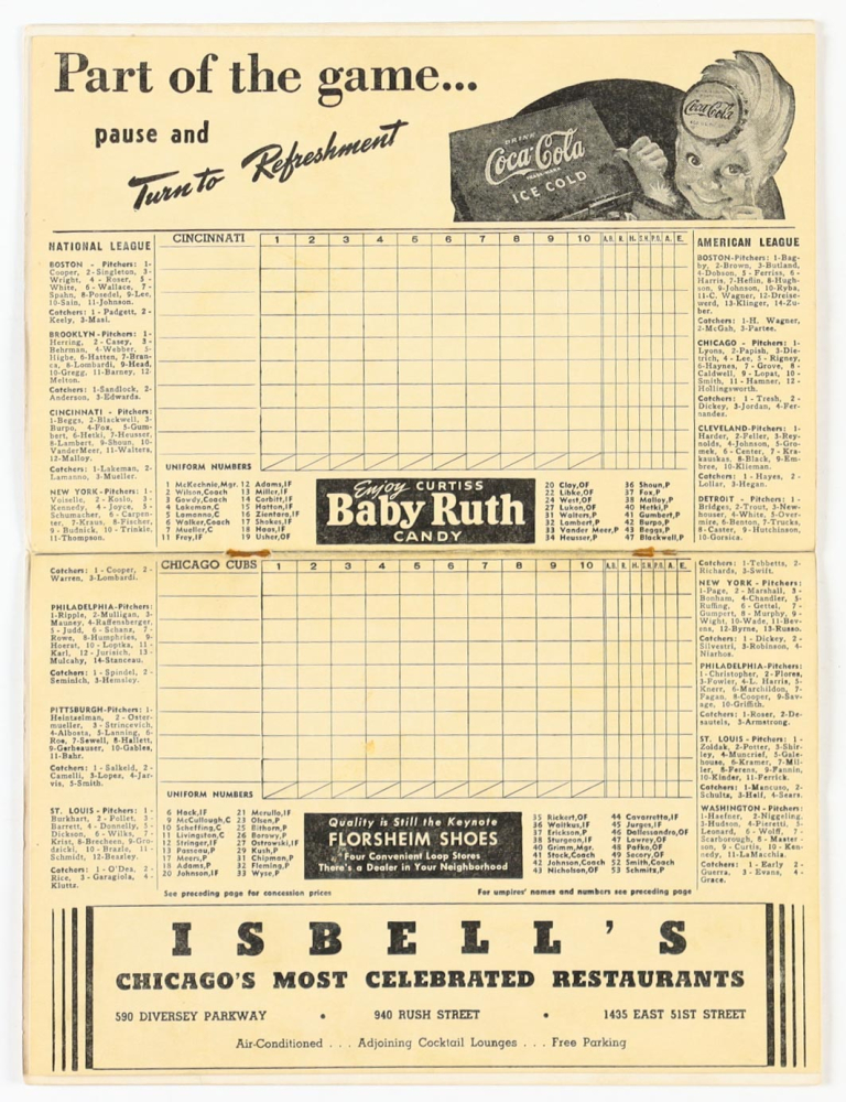 1946 Cubs Wrigley Field Vintage Baseball Official Program With Unused ...