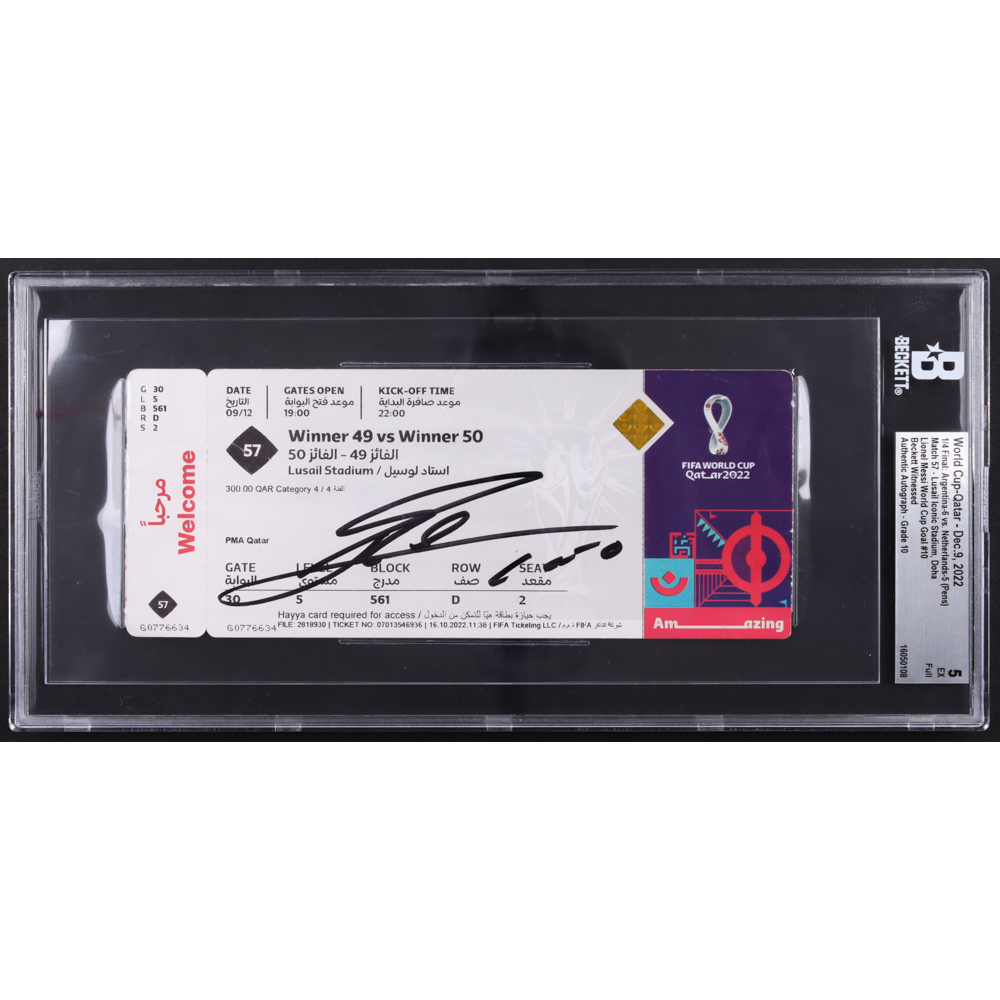 Lionel Messi Signed World Cup Goal #10 Ticket Inscribed "Leo" (Beckett ...