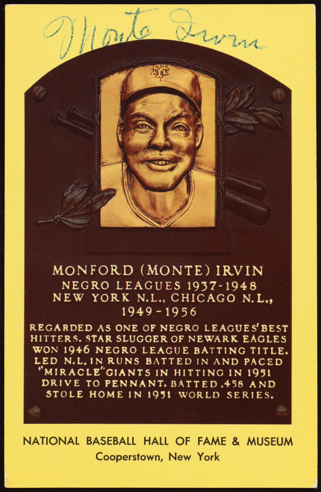Monte Irvin Signed Hall of Fame Plaque Postcard (PSA) | Pristine Auction