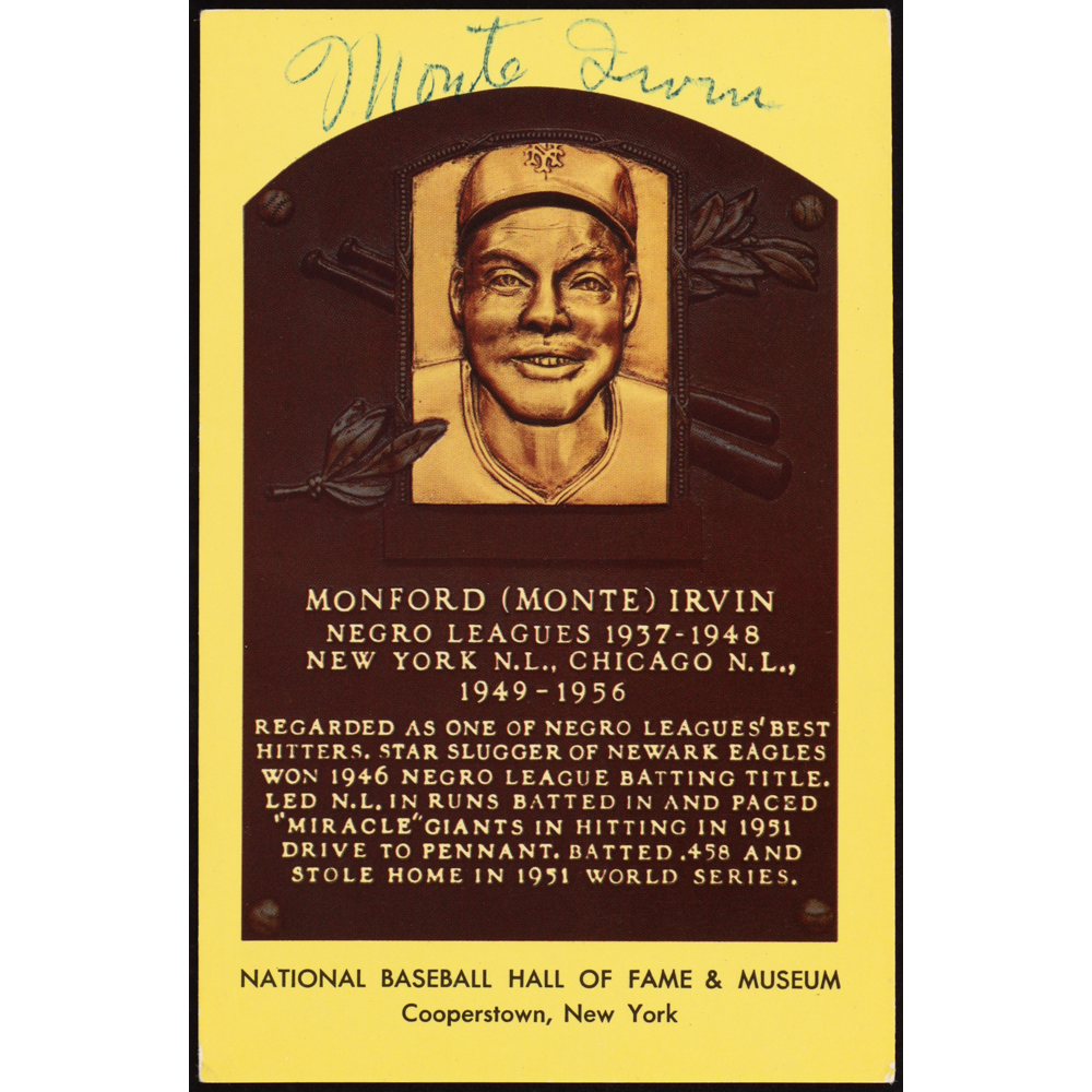 Monte Irvin Signed Hall of Fame Plaque Postcard (PSA) | Pristine Auction