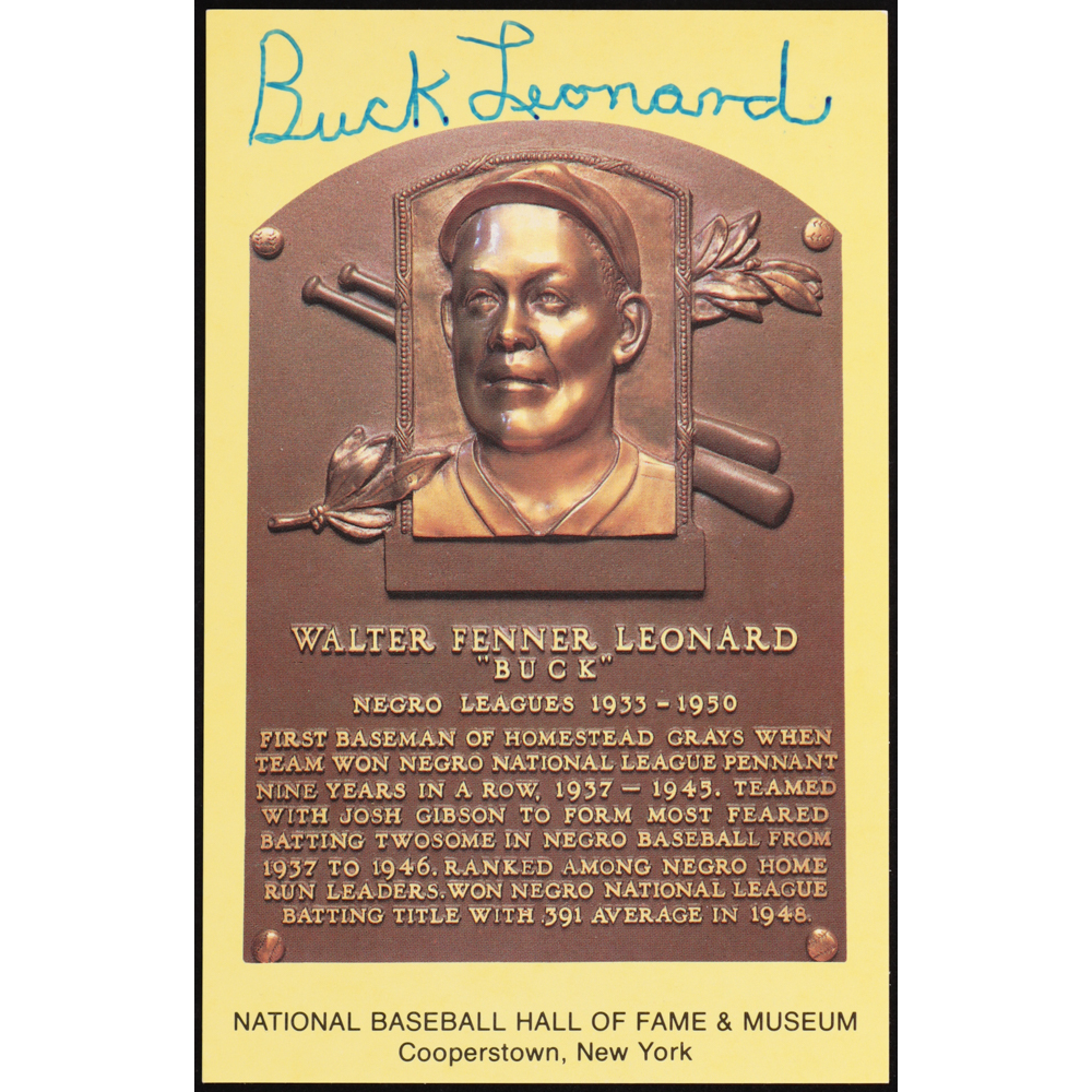 Buck Leonard Signed Hall of Fame Plaque Postcard (PSA) | Pristine Auction