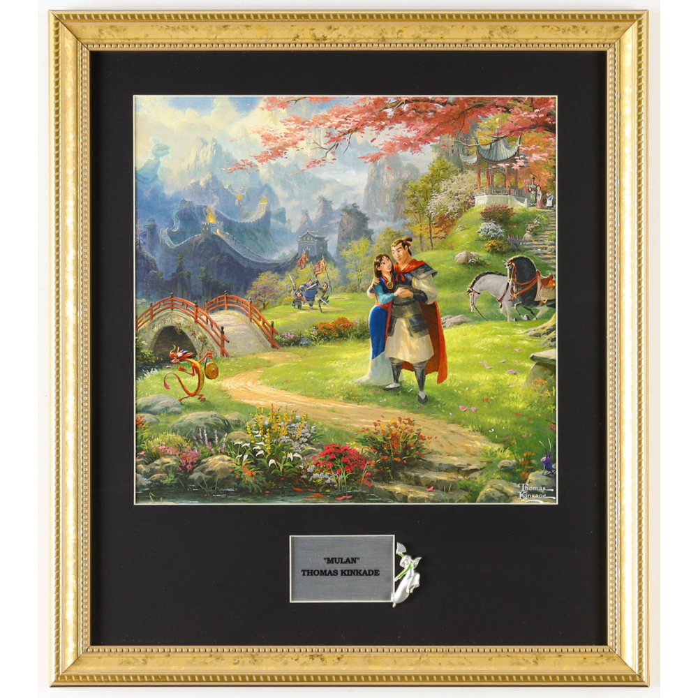 Thomas Kinkade "Mulan" Custom Framed Print Display with Silver Mulan ...