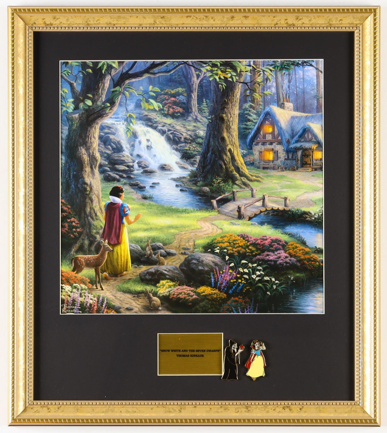 Thomas Kinkade "Snow White" Custom Framed Print Display with (2) Disney ...
