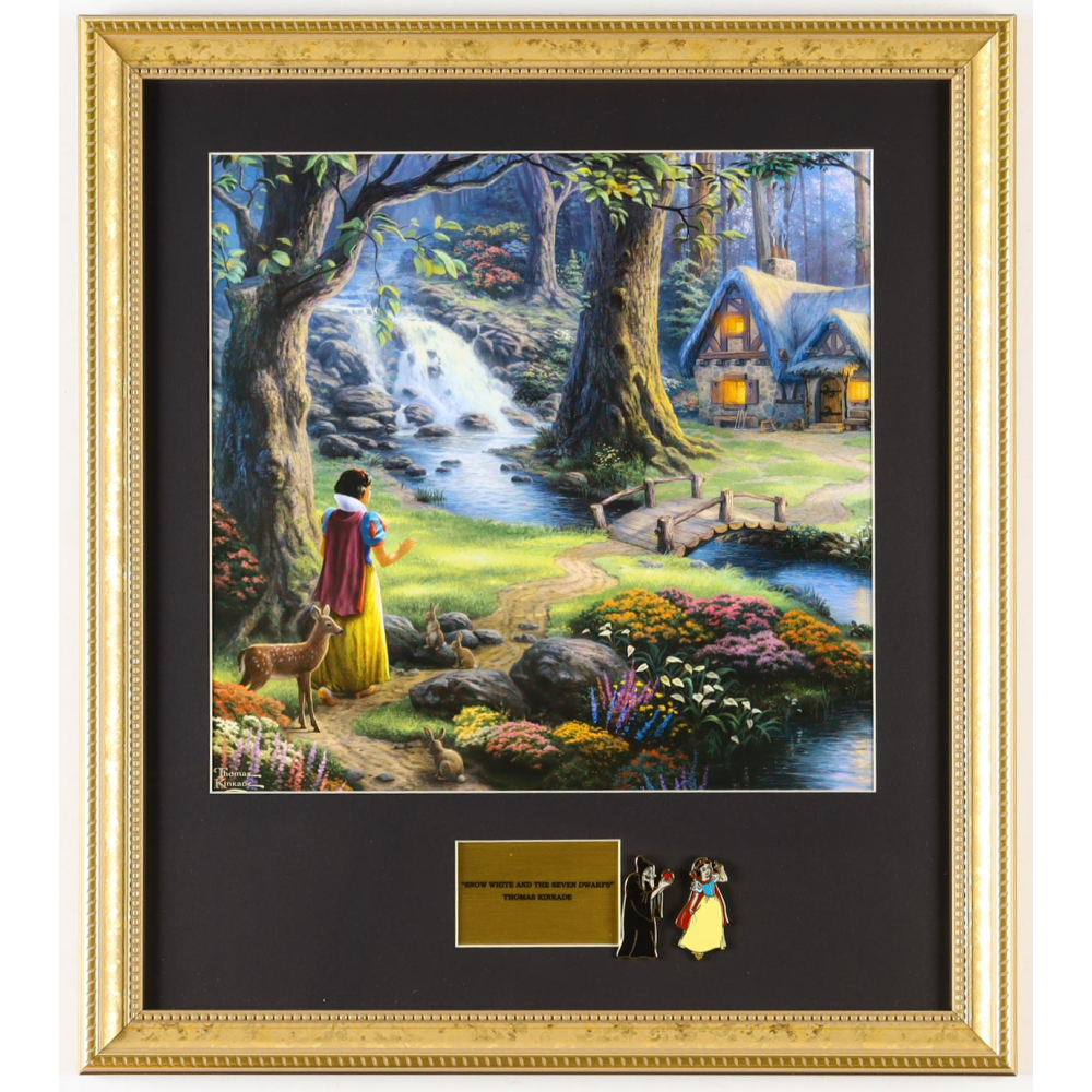 Thomas Kinkade "Snow White" Custom Framed Print Display with (2) Disney ...