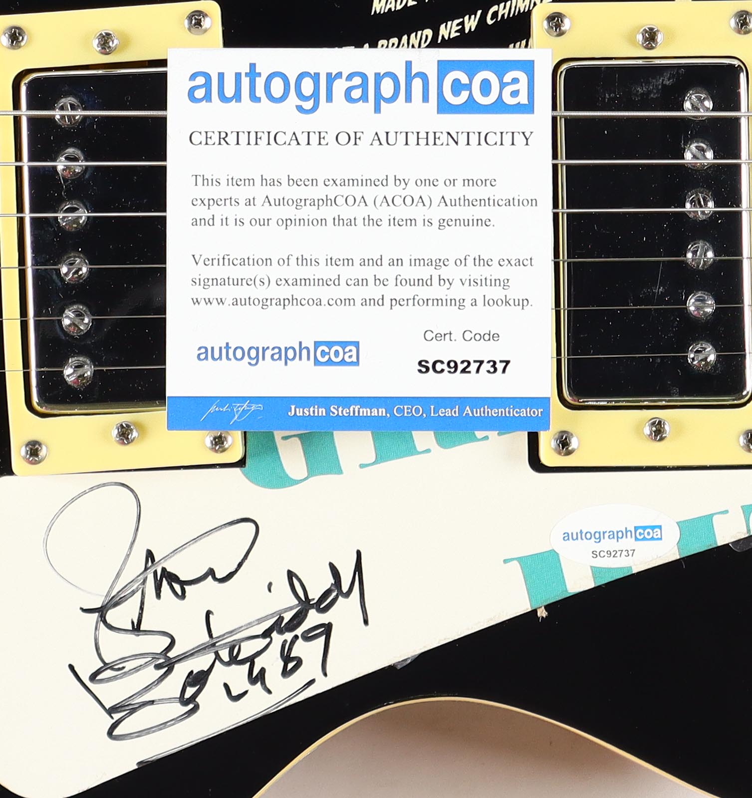Bo Diddley Signed Electric Guitar Inscribed "1989" (ACOA ...