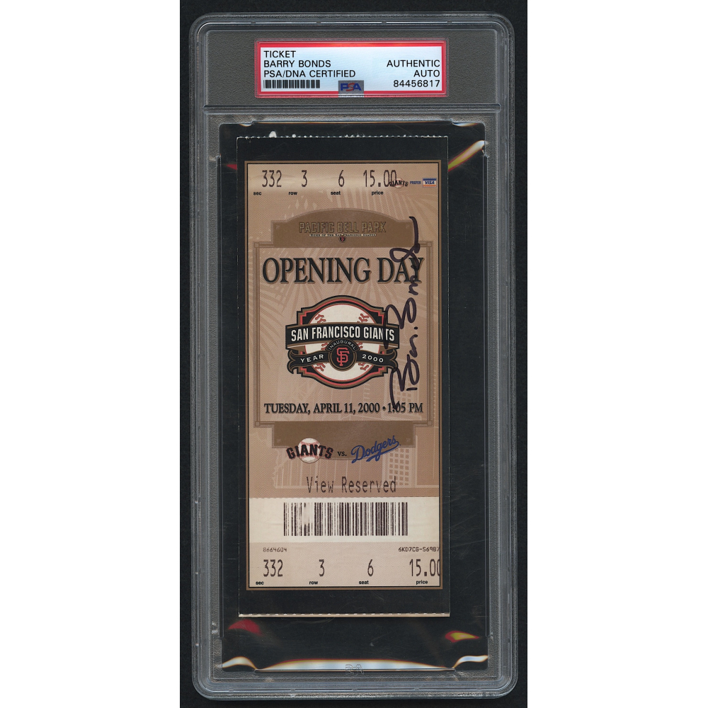 Barry Bonds Signed 2000 Opening Day Original Ticket | First Game at ...