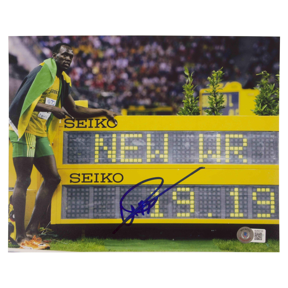 Usain Bolt Signed Team Jamaica 8x10 Photo (Beckett) | Pristine Auction