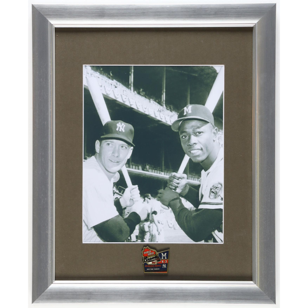 Mickey Mantle & Hank Aaron World Series Custom Framed Photo with ...
