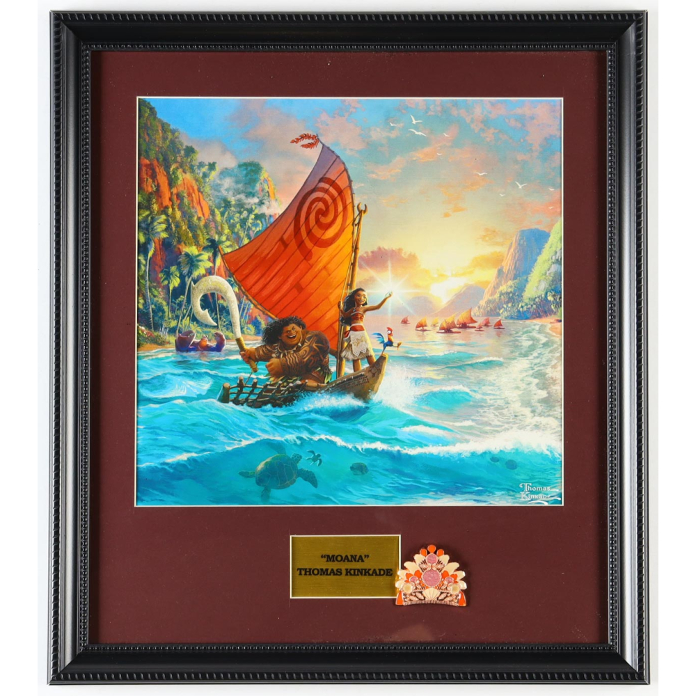 Thomas Kinkade "Moana" Custom Framed Print Display with Moana Princess ...