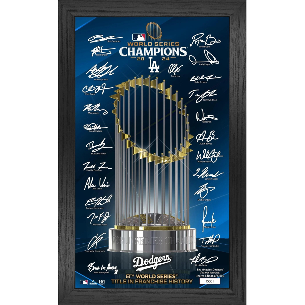 Dodgers World Series Champions Signature Trophy Custom Framed Photo ...