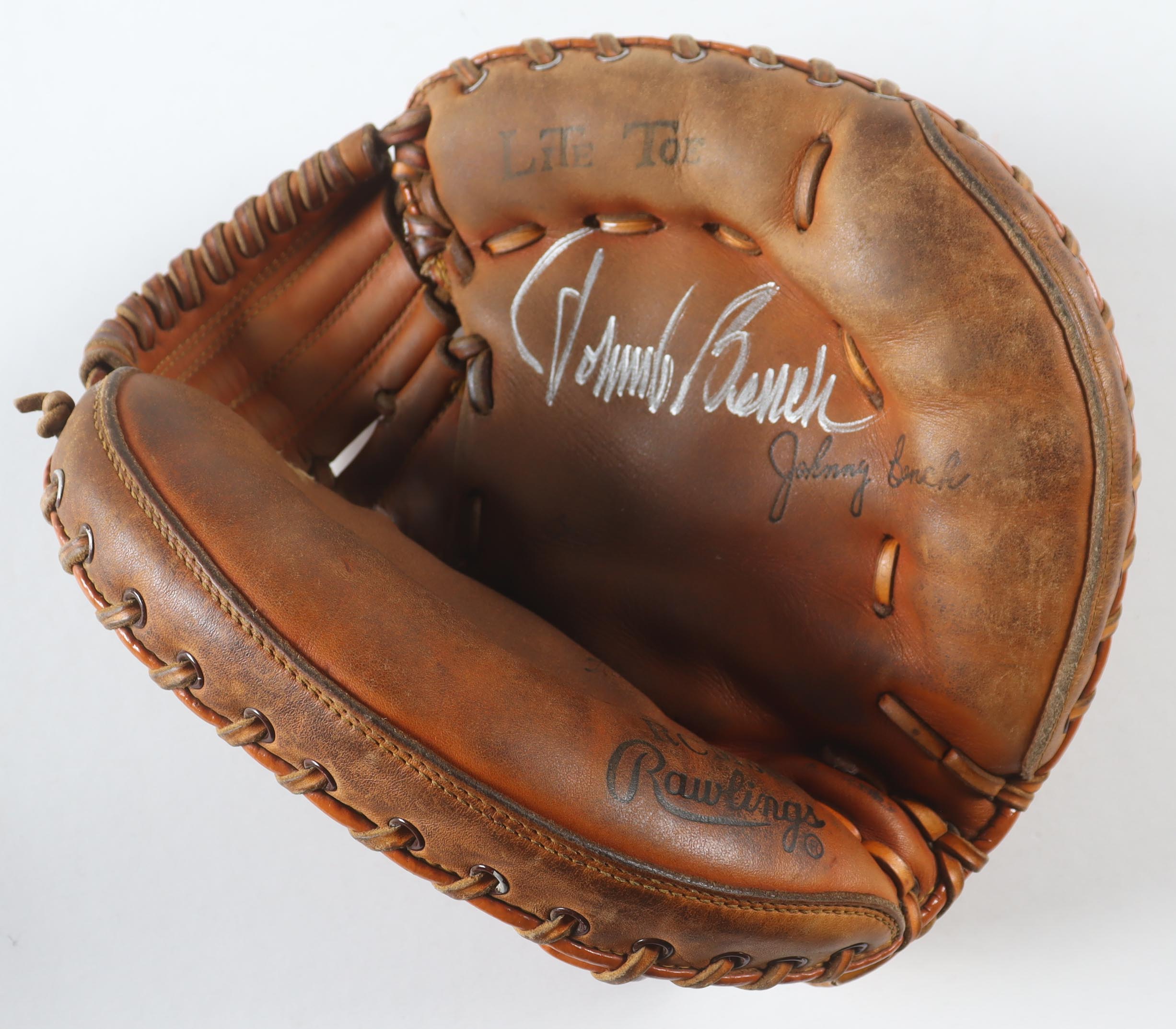Johnny Bench Signed Vintage Rawlings Catchers Glove With Display Case ...