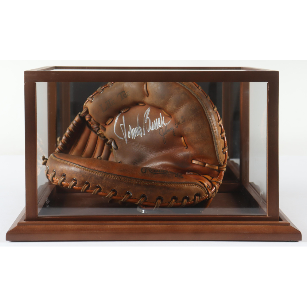 Johnny Bench Signed Vintage Rawlings Catchers Glove With Display Case ...