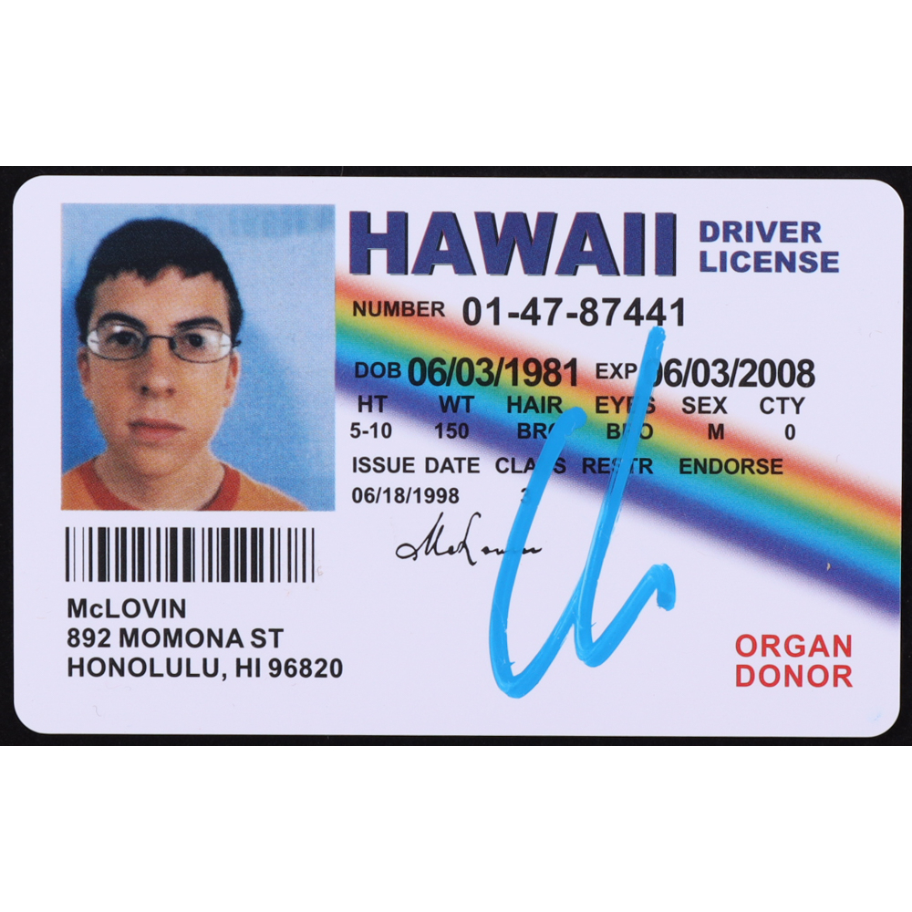 Christopher Mintz-Plasse Signed "Superbad" McLovin Drivers License (PSA ...
