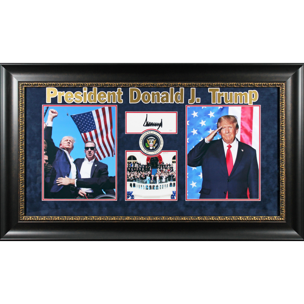 Donald J. Trump Signed Custom Framed Cut Display (JSA) | Pristine Auction