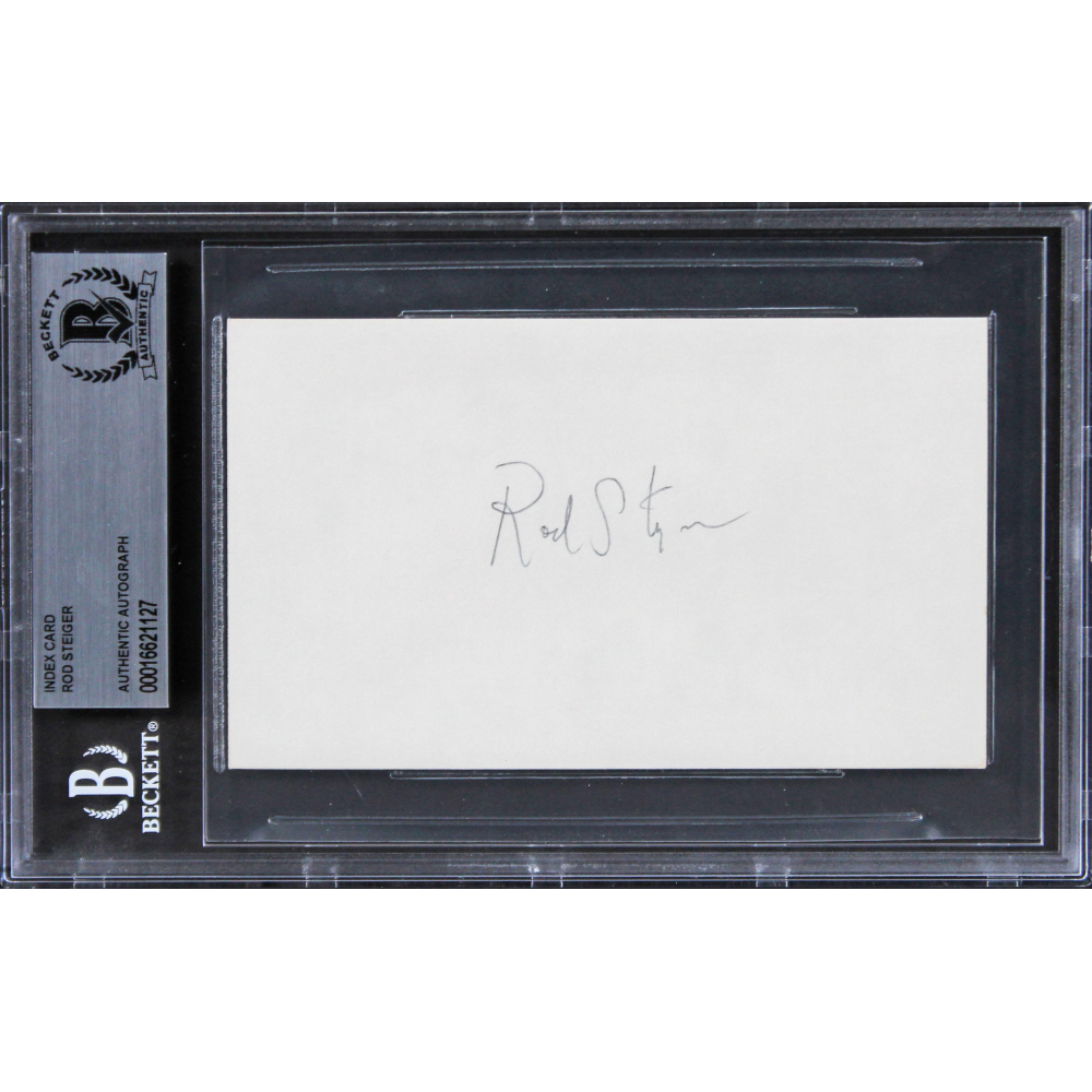 Rod Steiger Signed 3x5 Index Card (BAS) | Pristine Auction