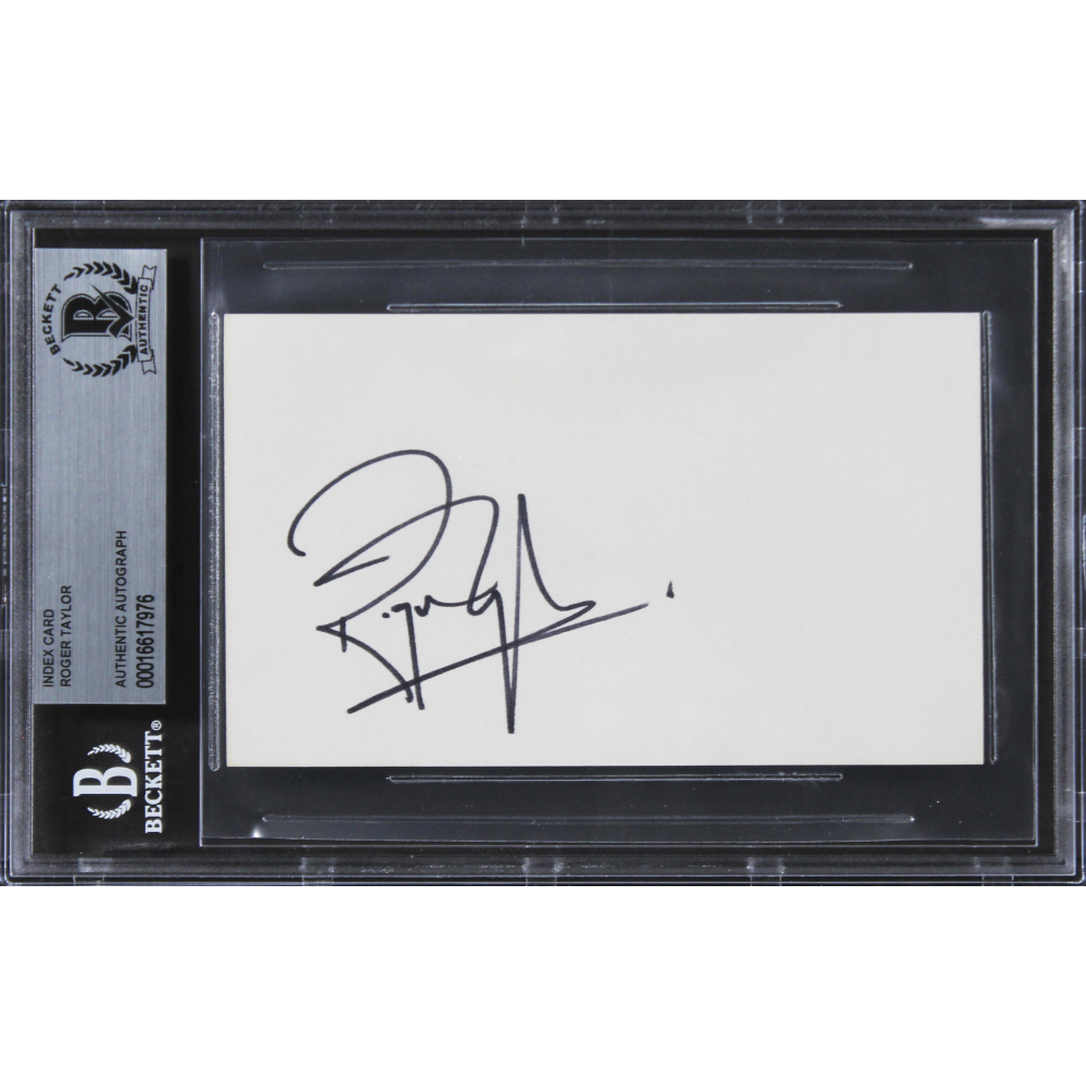 Roger Taylor Signed 3x5 Index Card (BAS) | Pristine Auction