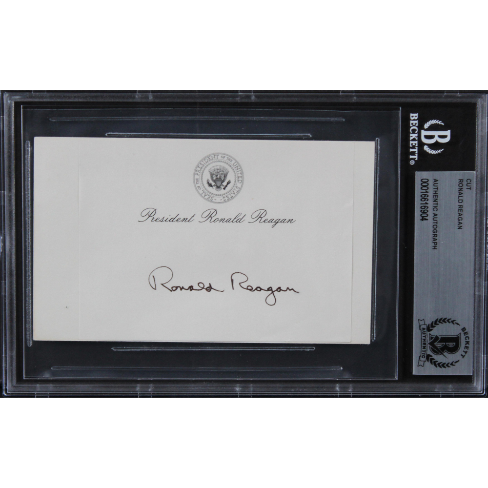 Ronald Reagan Signed 3x4.5 Cut (BAS) | Pristine Auction