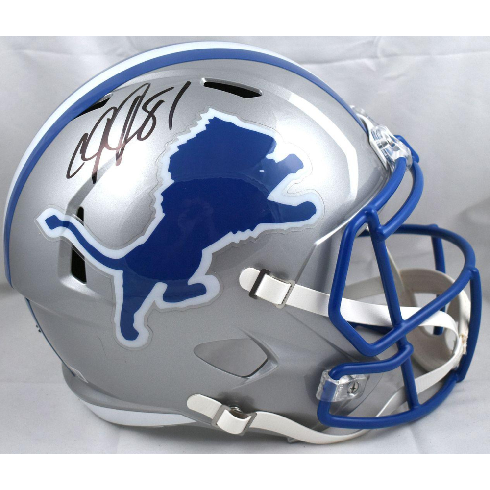 Calvin Johnson Signed Lions Full-Size Throwback Alternate Speed Helmet ...