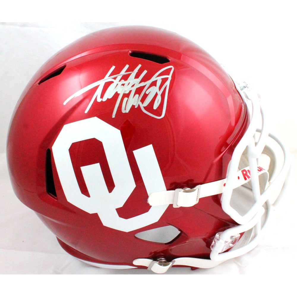 Adrian Peterson Signed Oklahoma Sooners Full-Size Speed Helmet (Beckett ...
