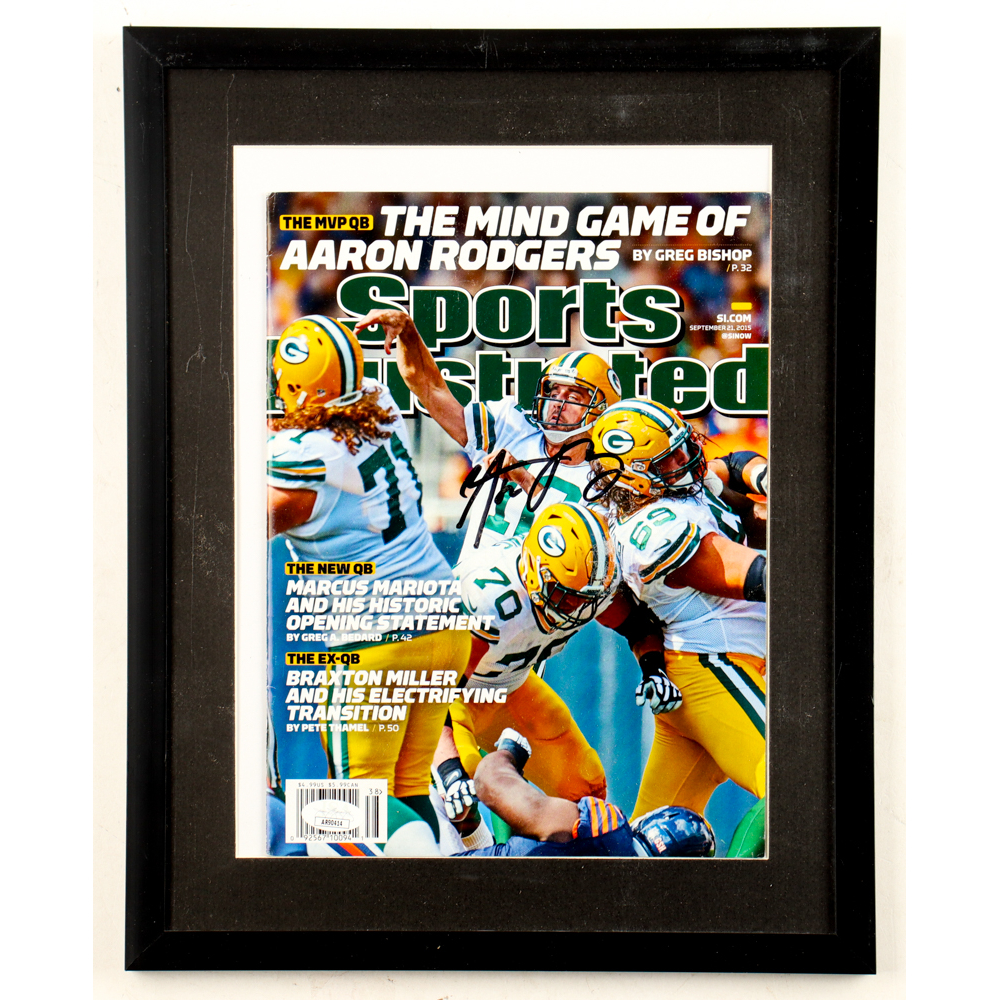 Aaron Rodgers Signed Custom Framed 2015 "Sports Illustrated" Magazine ...