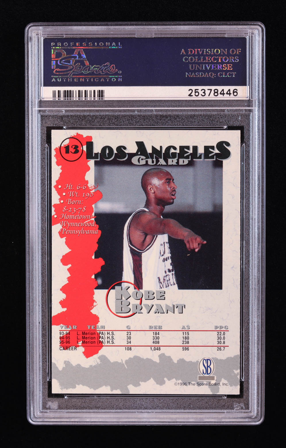 Kobe Bryant 1996-97 Score Board Autographed Collection #13 RC (PSA 9 ...