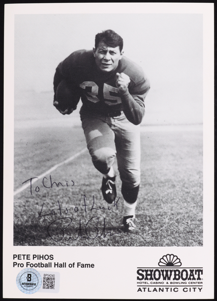 Pete Pihos Signed 5x7 Photo Inscribed "Lots of Luck" (Beckett ...
