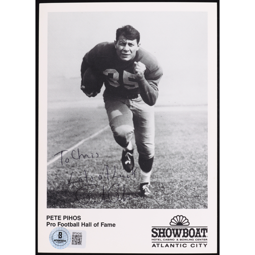 Pete Pihos Signed 5x7 Photo Inscribed "Lots of Luck" (Beckett ...