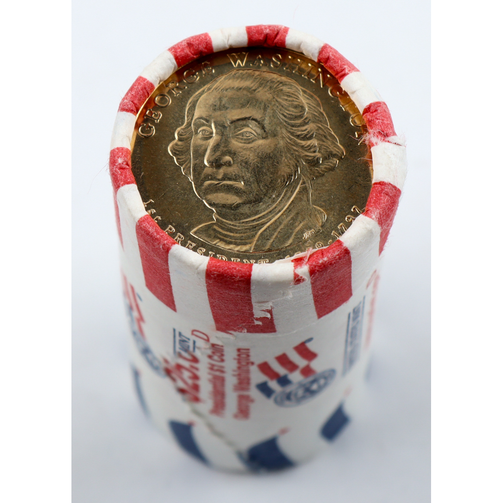 Vault Roll of (25) 2007 George Washington Presidential $1 Dollar Coins ...