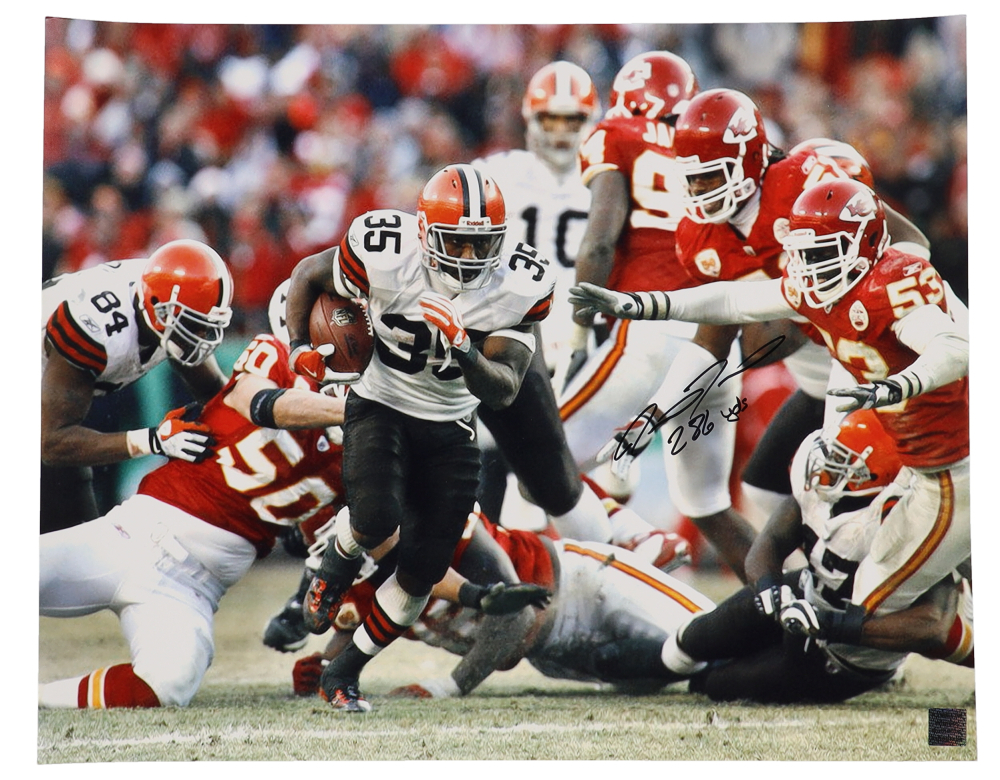 Jerome Harrison Signed Browns 16x20 Photo Inscribed "286 yds" (Playball ...
