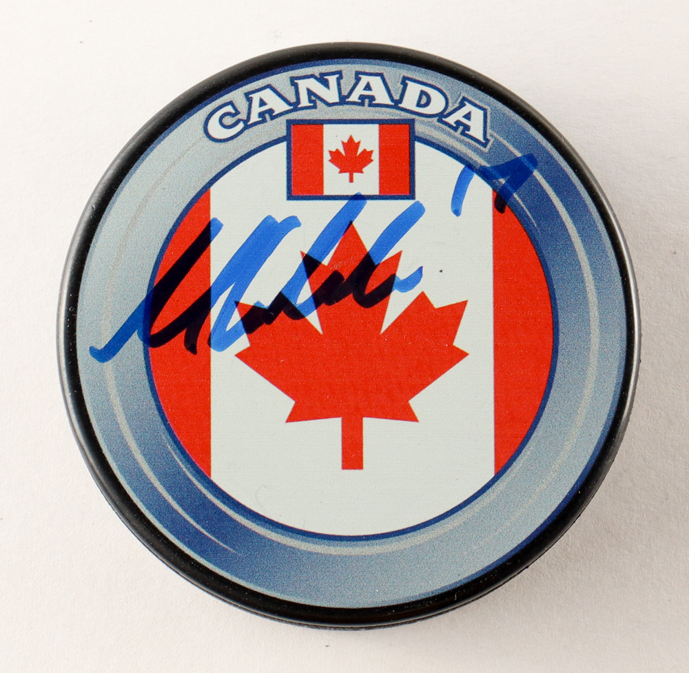 Macklin Celebrini Signed Team Canada Logo Hockey Puck (JSA) | Pristine ...