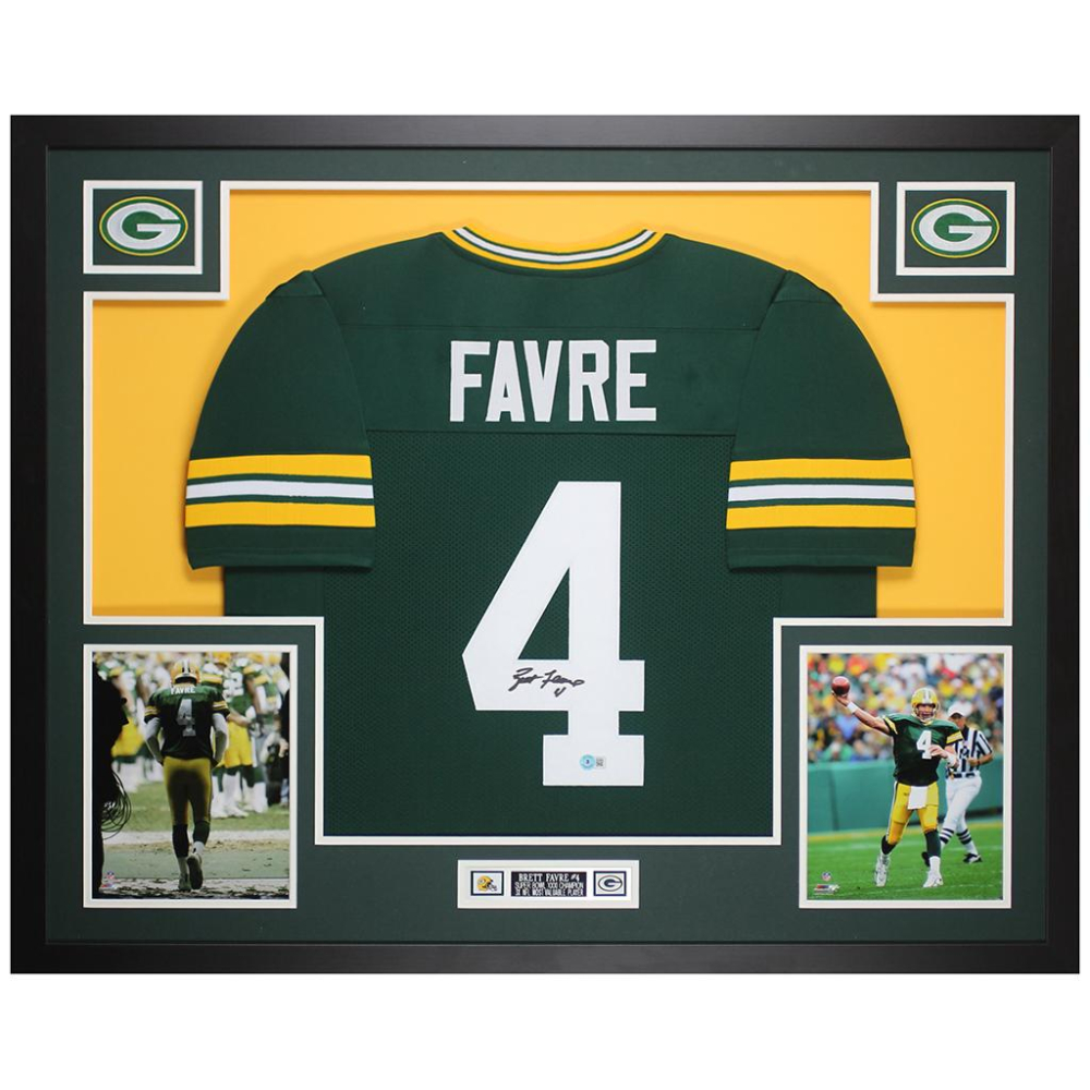 Brett Favre Signed Custom Framed Jersey Display (Beckett) | Pristine ...