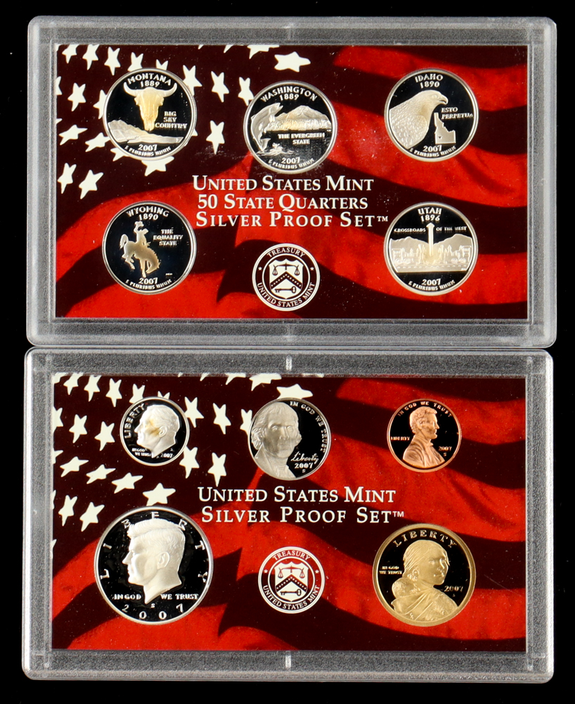 2007-S United States 50 State Quarters Mint Silver Set with (14) Coins ...
