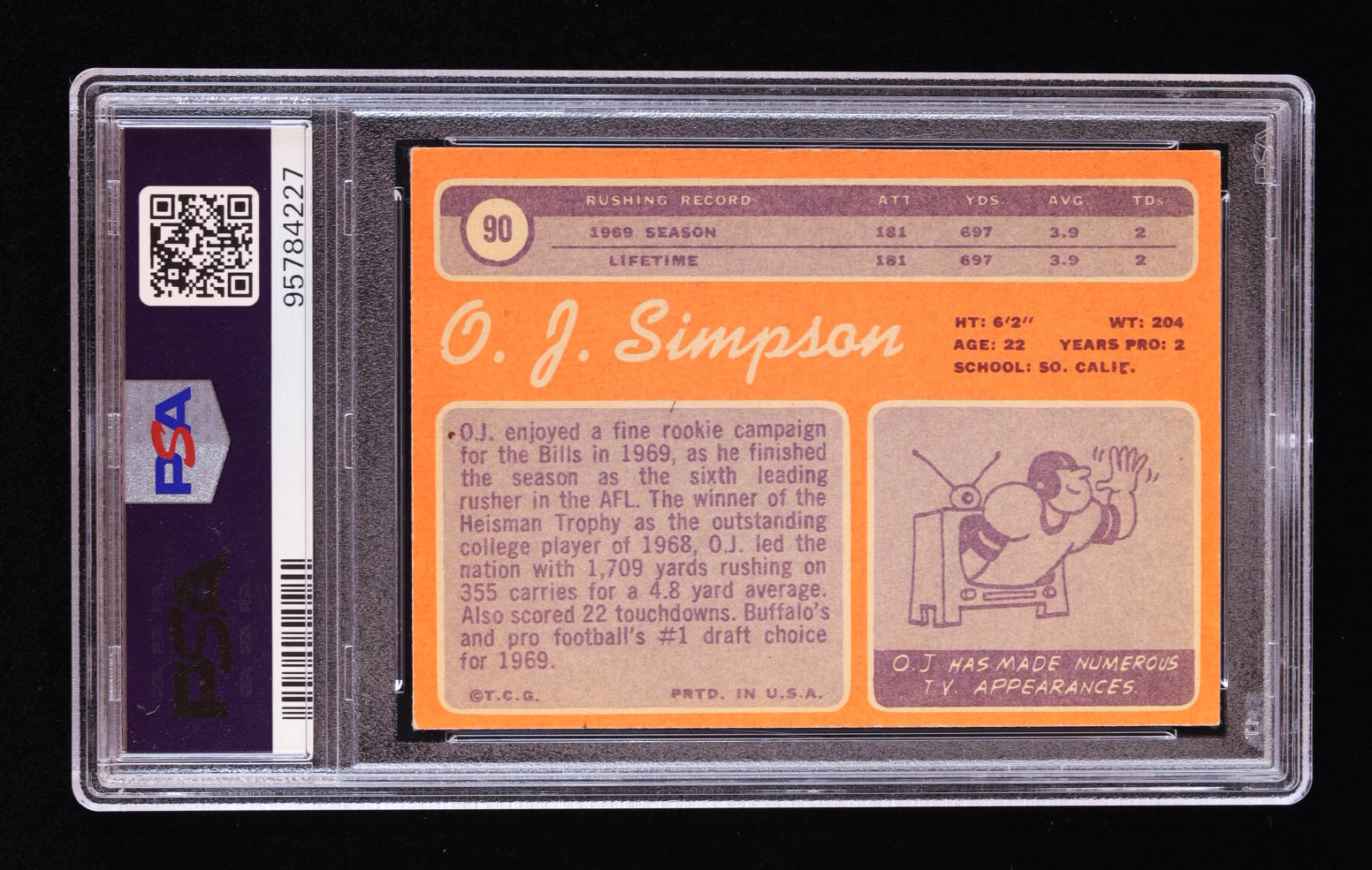 O.J. Simpson Signed 1970 Topps #90 RC (PSA | Autograph Graded PSA 10 ...