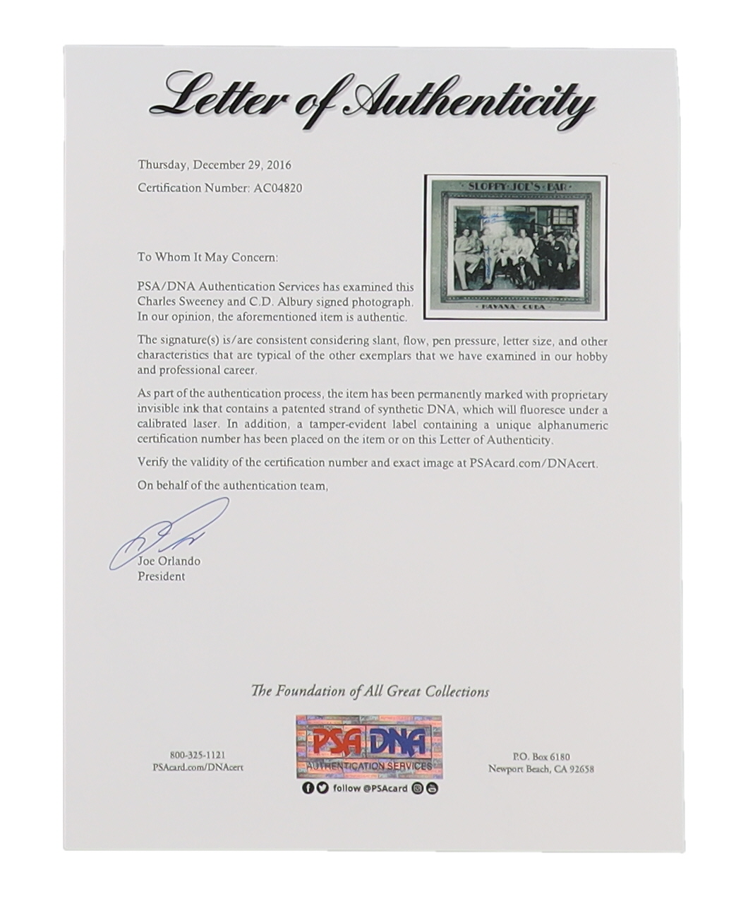 Charles Sweeney & CD Albury Signed 8x10 (PSA) WWII Bockscar Commander ...