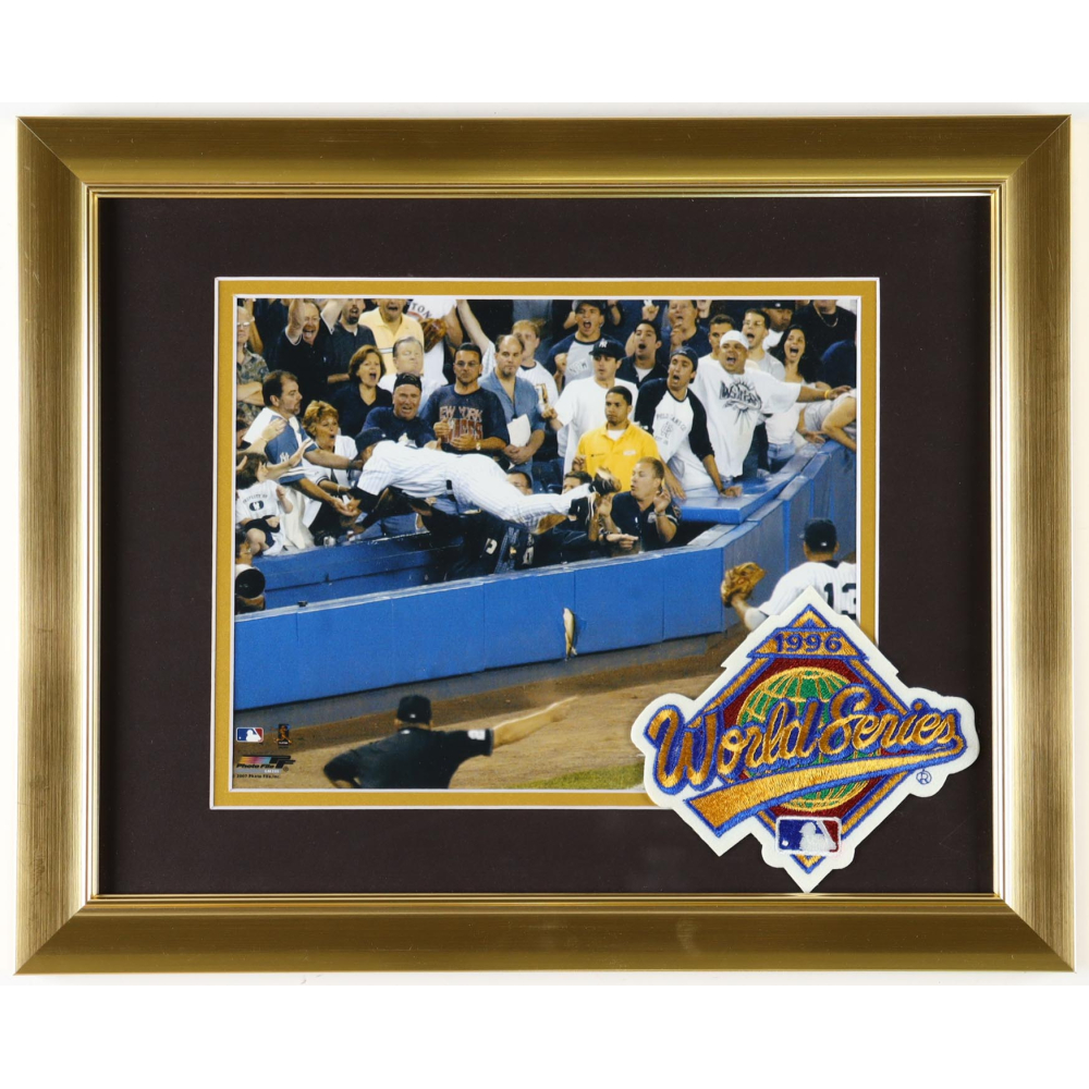 Derek Jeter "The Dive" Yankees Custom Framed Photo Display With 1996 World Series Cloth Patch ...