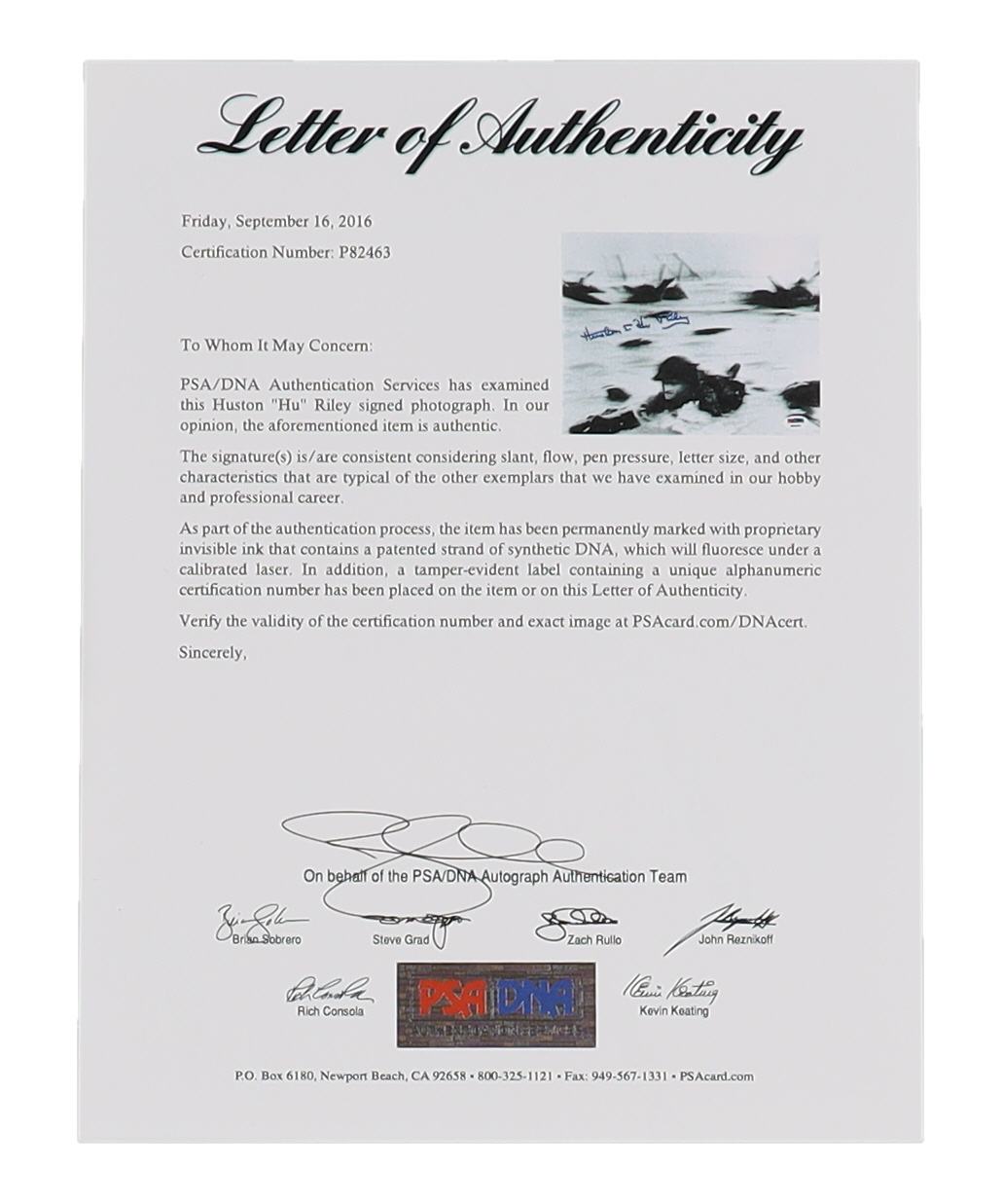 Huston Riley Signed WWII Omaha Beach 8x10 (PSA) - Iconic Image ...