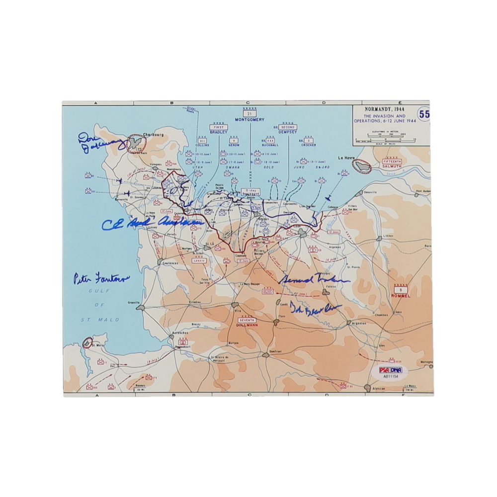 D-Day Veterans D-Day Invasion Map 8x10 Photograph with (5) D-Day ...