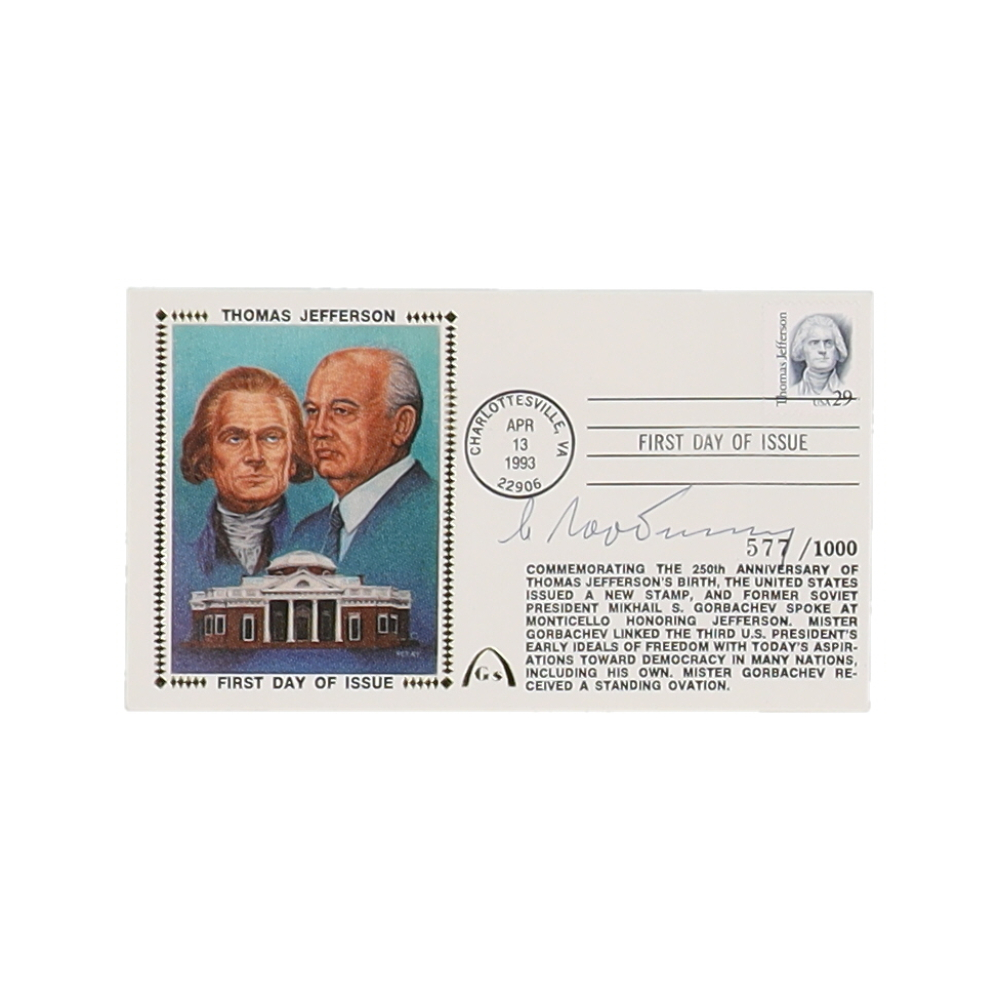 Mikhail Gorbachev Signed LE 1993 Thomas Jefferson FDC Envelope ...