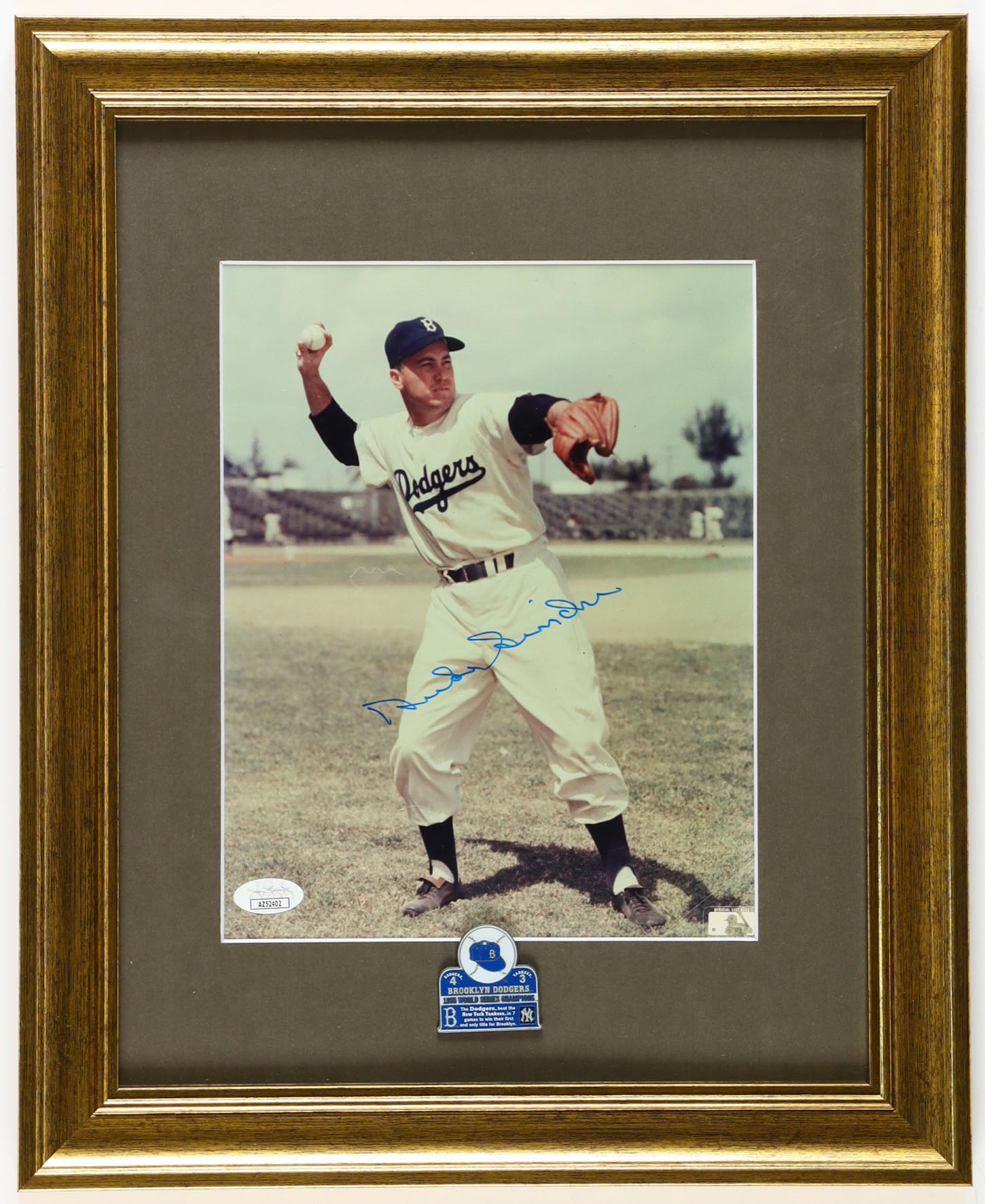 Duke Snider Signed Dodgers Custom Framed Photo Display With 1955 World ...