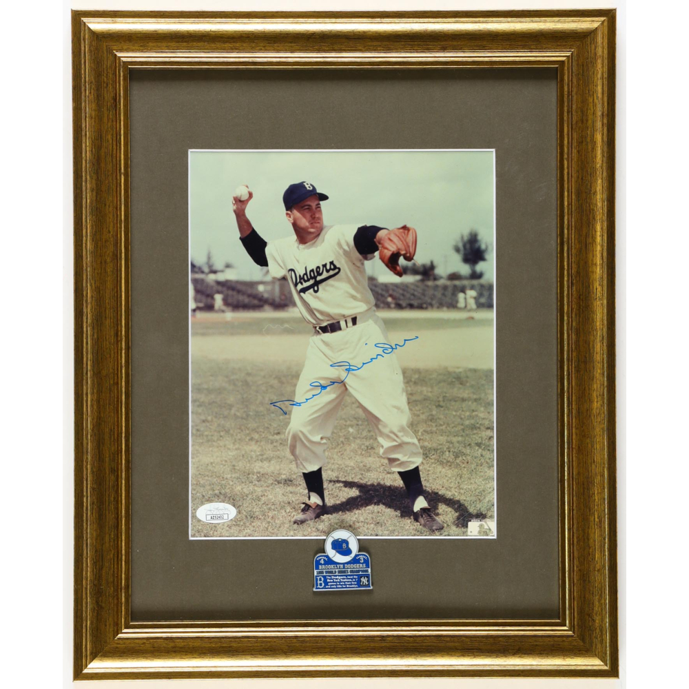 Duke Snider Signed Dodgers Custom Framed Photo Display With 1955 World ...