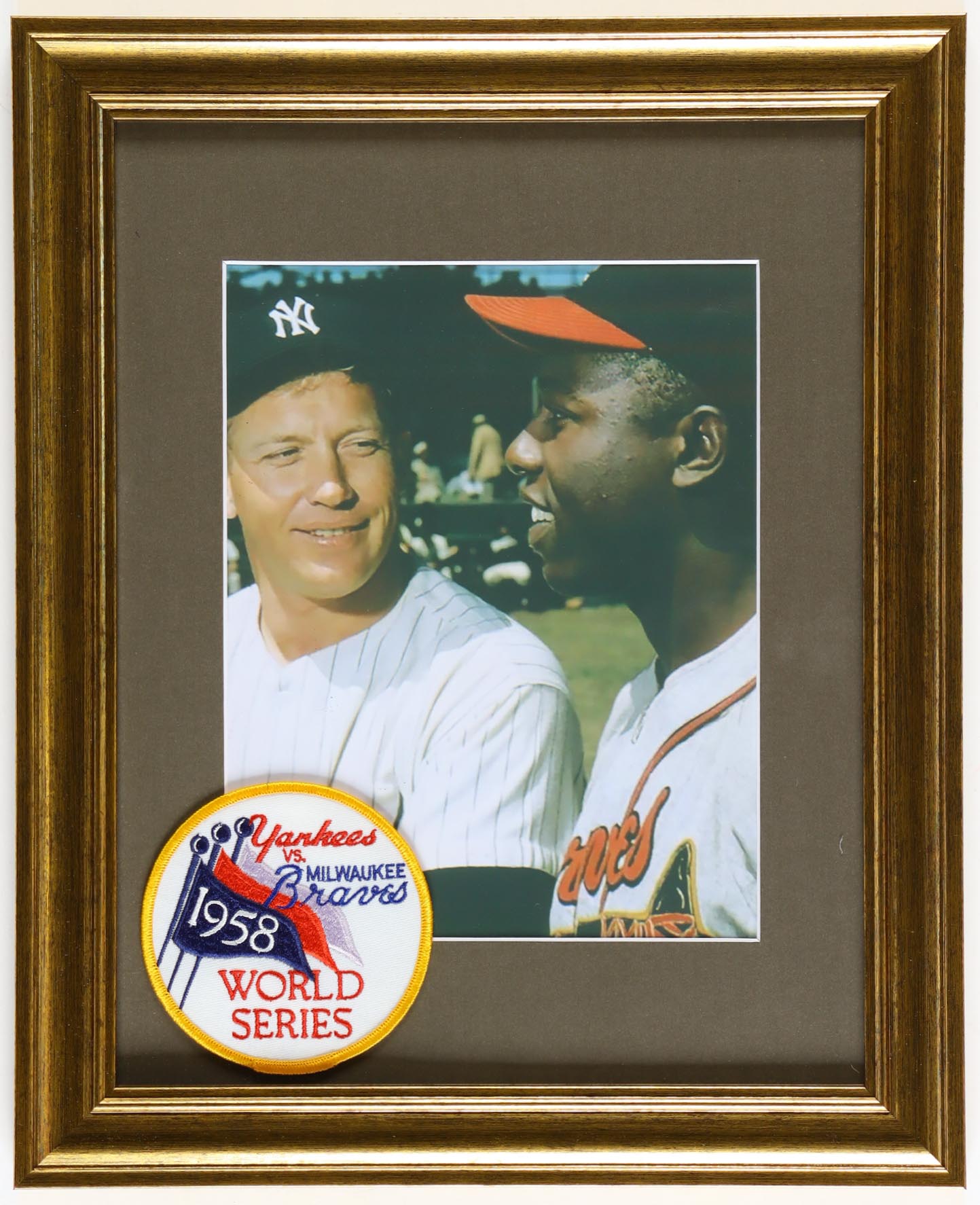 Mickey Mantle & Hank Aaron World Series Custom Framed Photo with ...