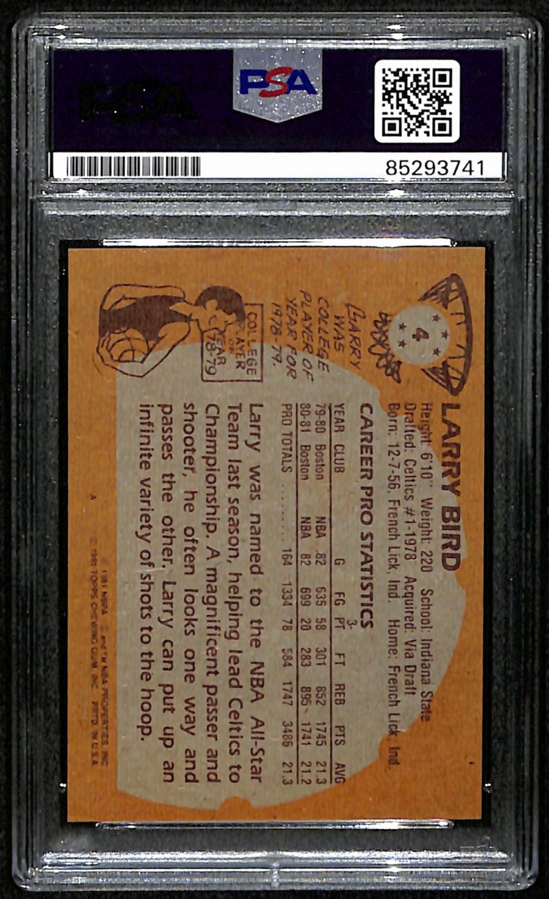 Larry Bird Signed 1981-82 Topps #4 (PSA) | Pristine Auction