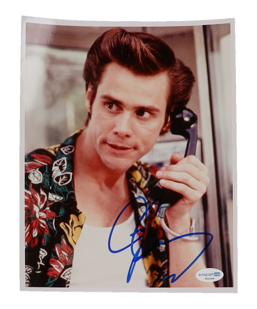 Jim Carrey Signed "Ace Ventura: Pet Detective" 8x10 Photo (AutographCOA ...