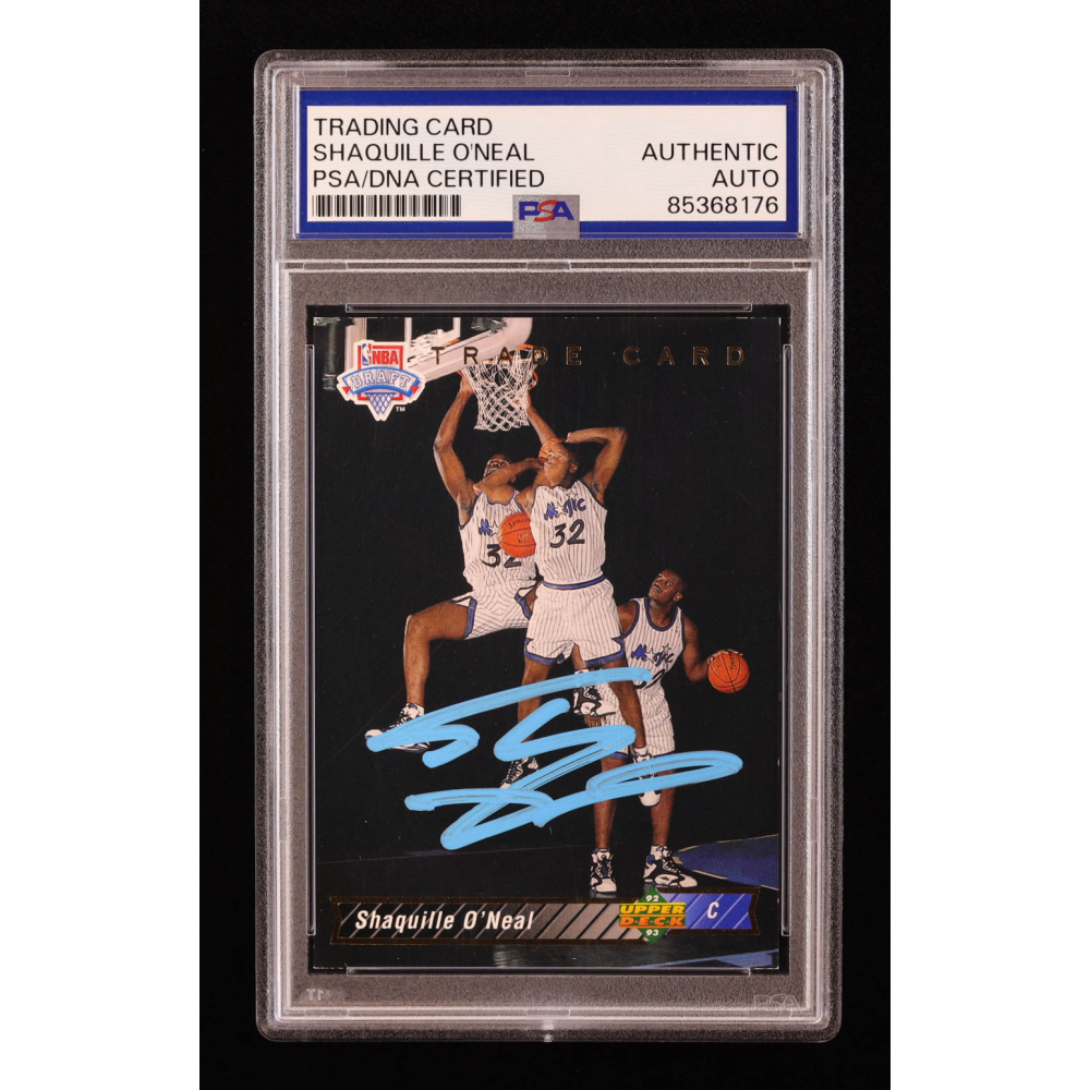 Shaquille O'Neal Signed 1992-93 Upper Deck #1 Trade Card RC (PSA ...
