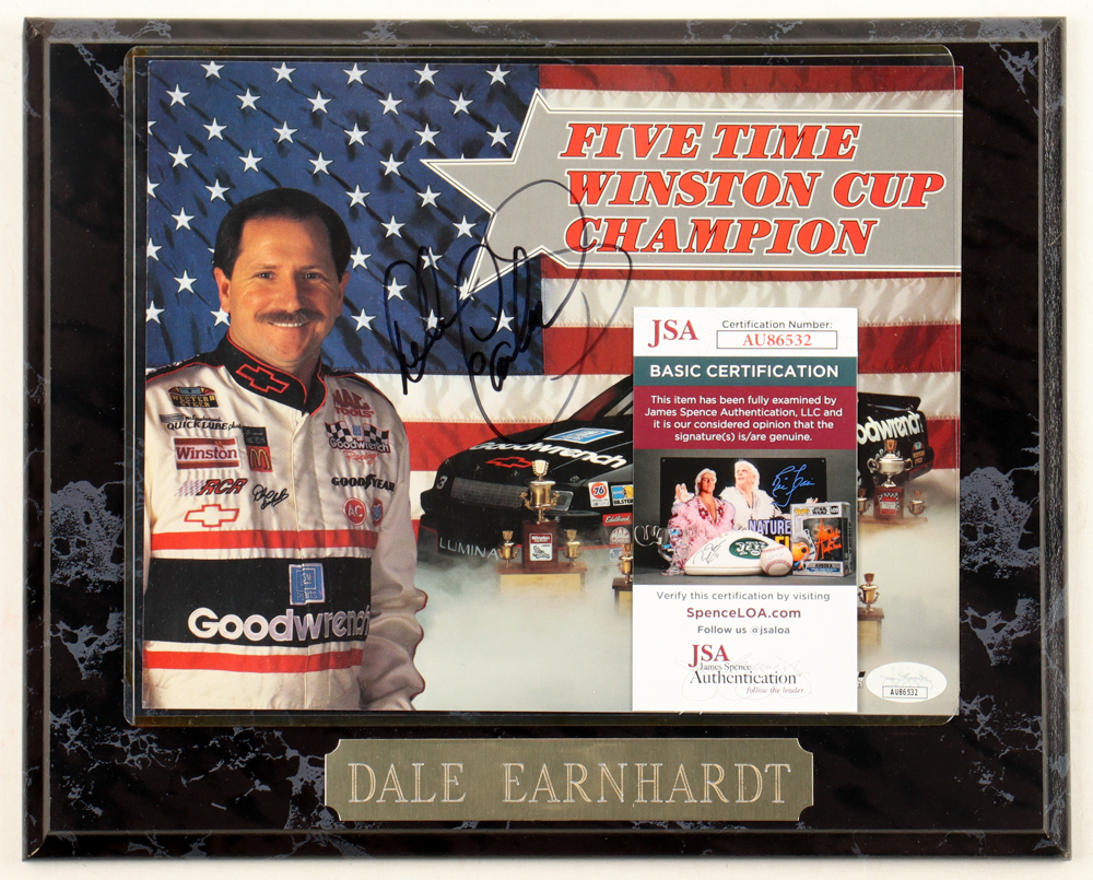Dale Earnhardt Sr. Signed NASCAR Photo Plaque (JSA) | Pristine Auction