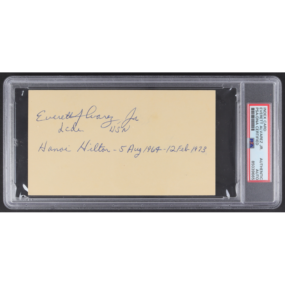 Everett Alvarez Jr Signed Index Card (PSA) Vietnam POW Hanoi Hilton ...